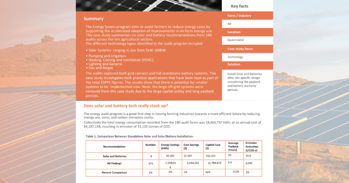Solar and Batteries - Energy Audit Recommendations - Ag Energy Hub